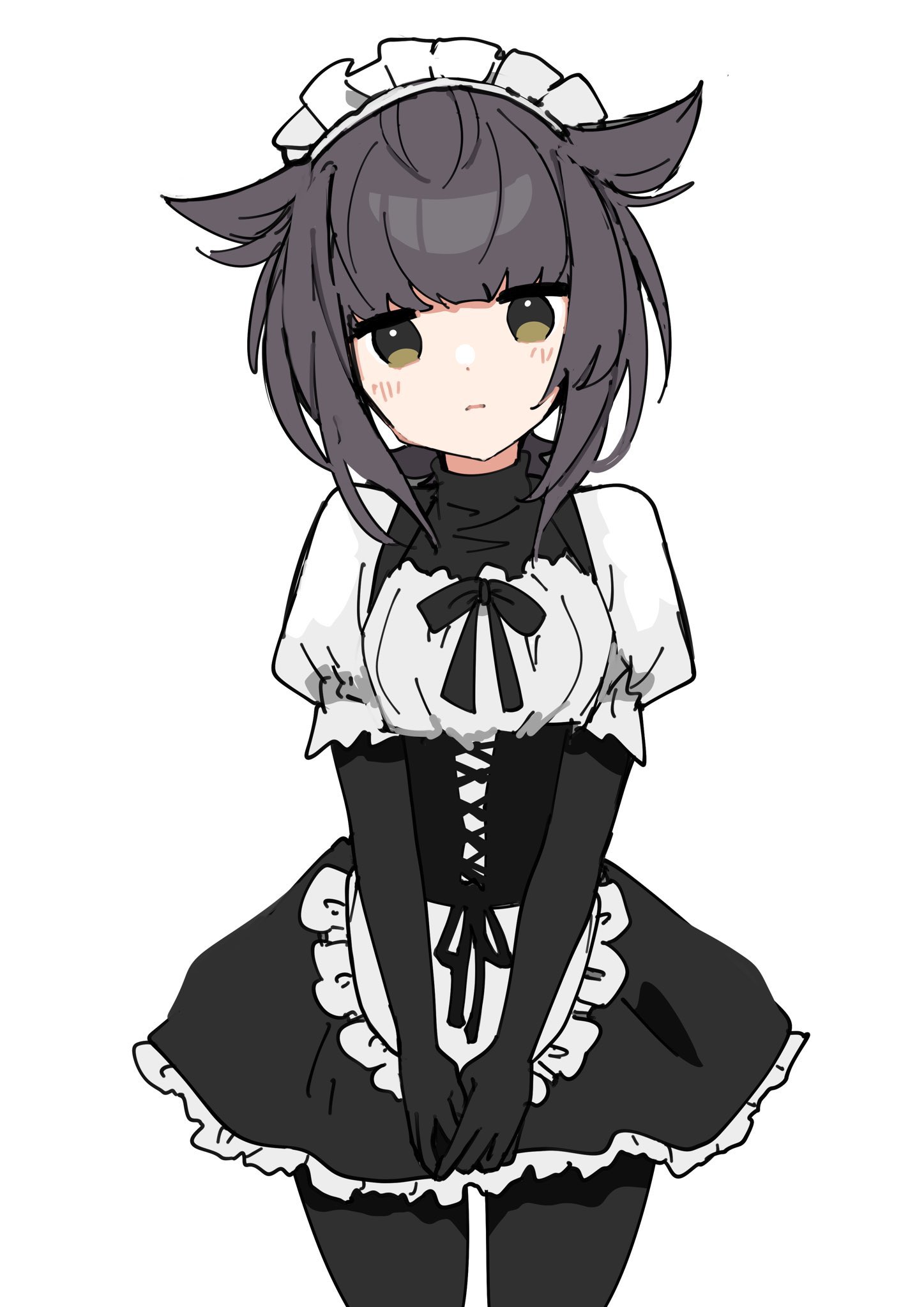 Safebooru - 1girl alternate costume apron black bodysuit black dress blush bodysuit brown eyes ...