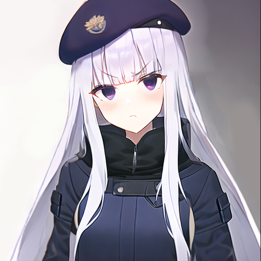 Safebooru - 1girl ai-generated annoyed bangs beret blunt bangs closed mouth gradient gradient ...