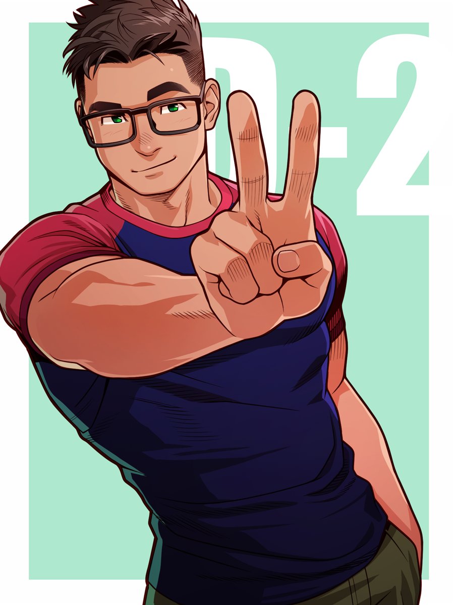 Safebooru - 1boy black hair blue shirt closed mouth gachimuchi de ...