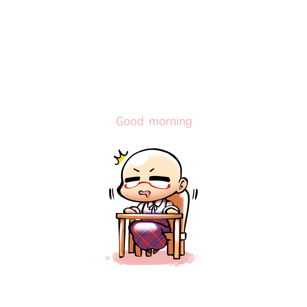 Safebooru - 1girl :3 = = bald bald girl black ribbon chair chibi ...