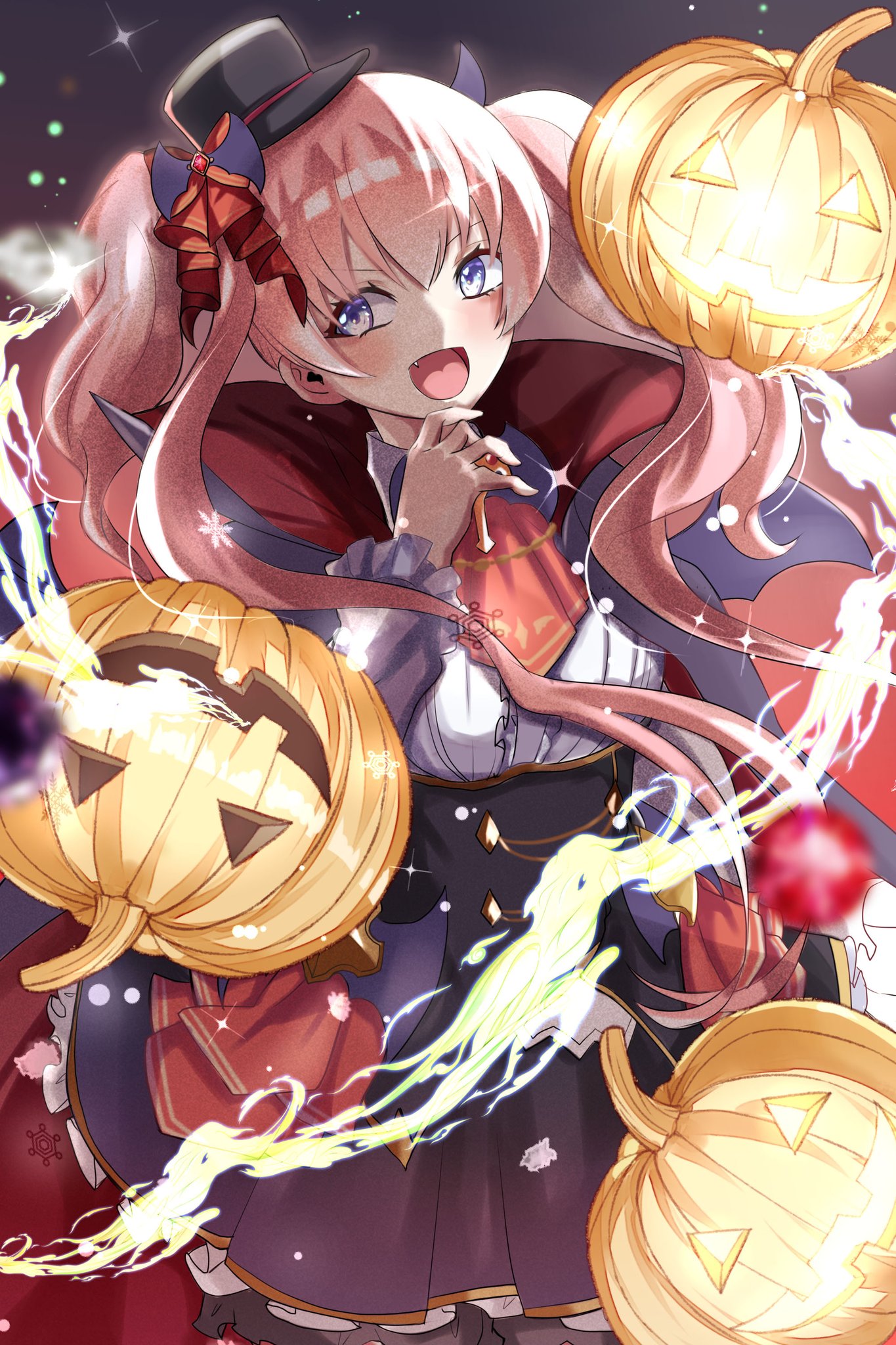 Safebooru - bat wings cape fang halloween hat highres ho 4504 mini hat ...