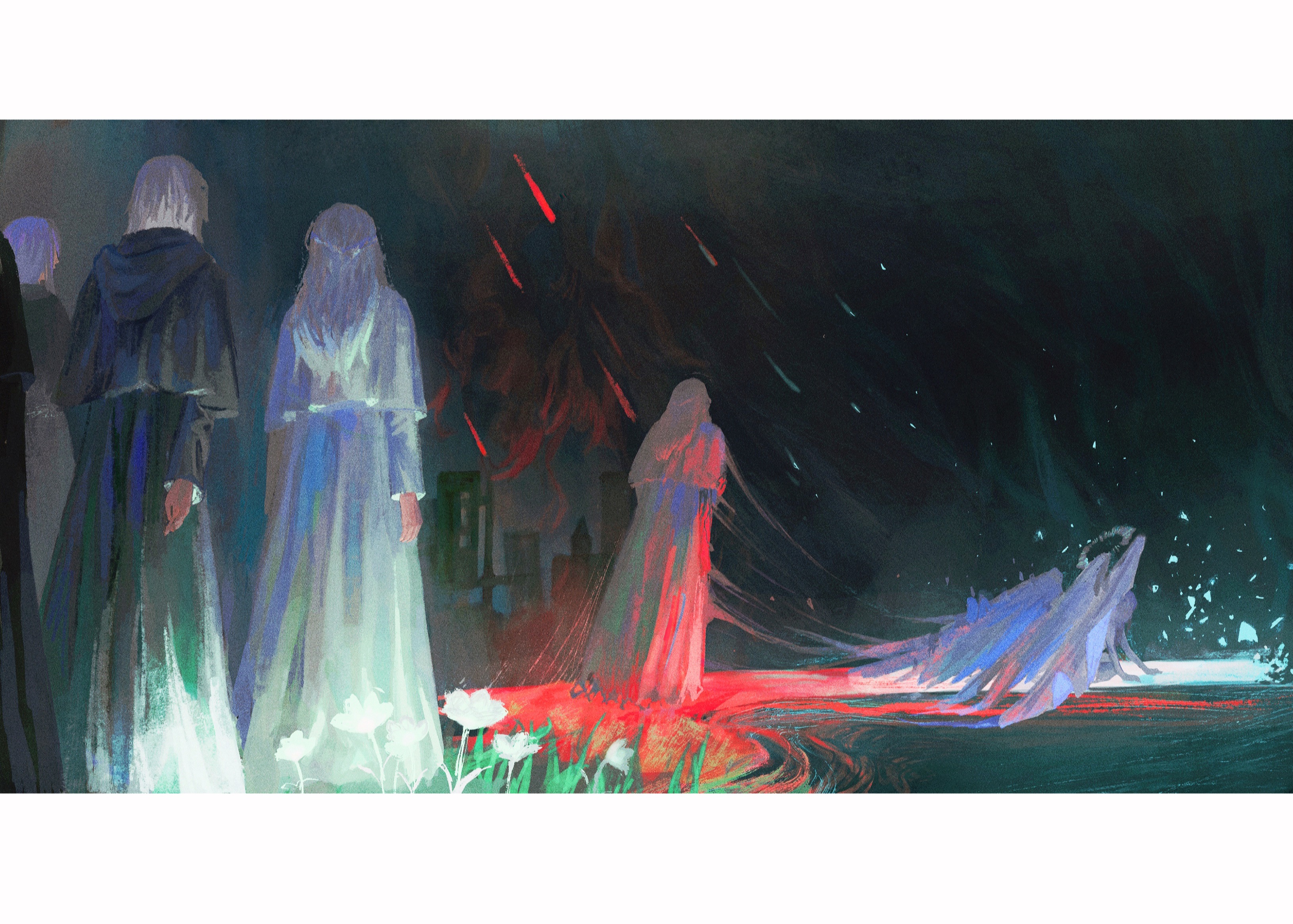 Safebooru - 2boys 3girls absurdres all fours amaurot arms at sides ...