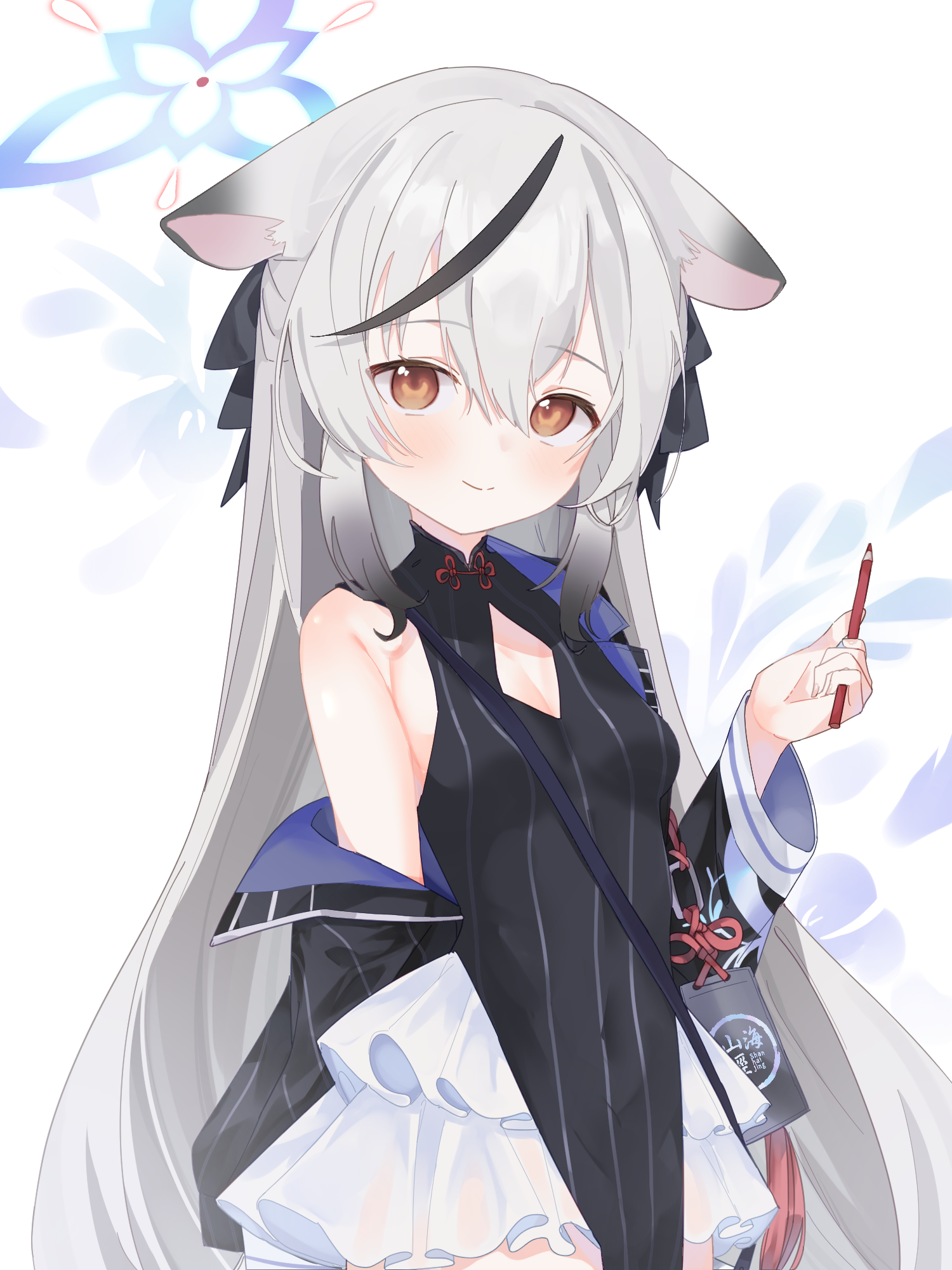 Safebooru - animal ears bangs black dress black hair black jacket blue archive crossed bangs ...