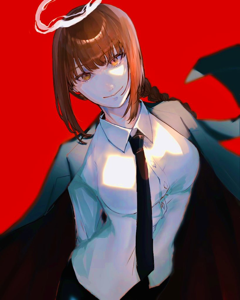 Safebooru - 1girl bangs black jacket black necktie black pants braid breasts brown eyes brown ...