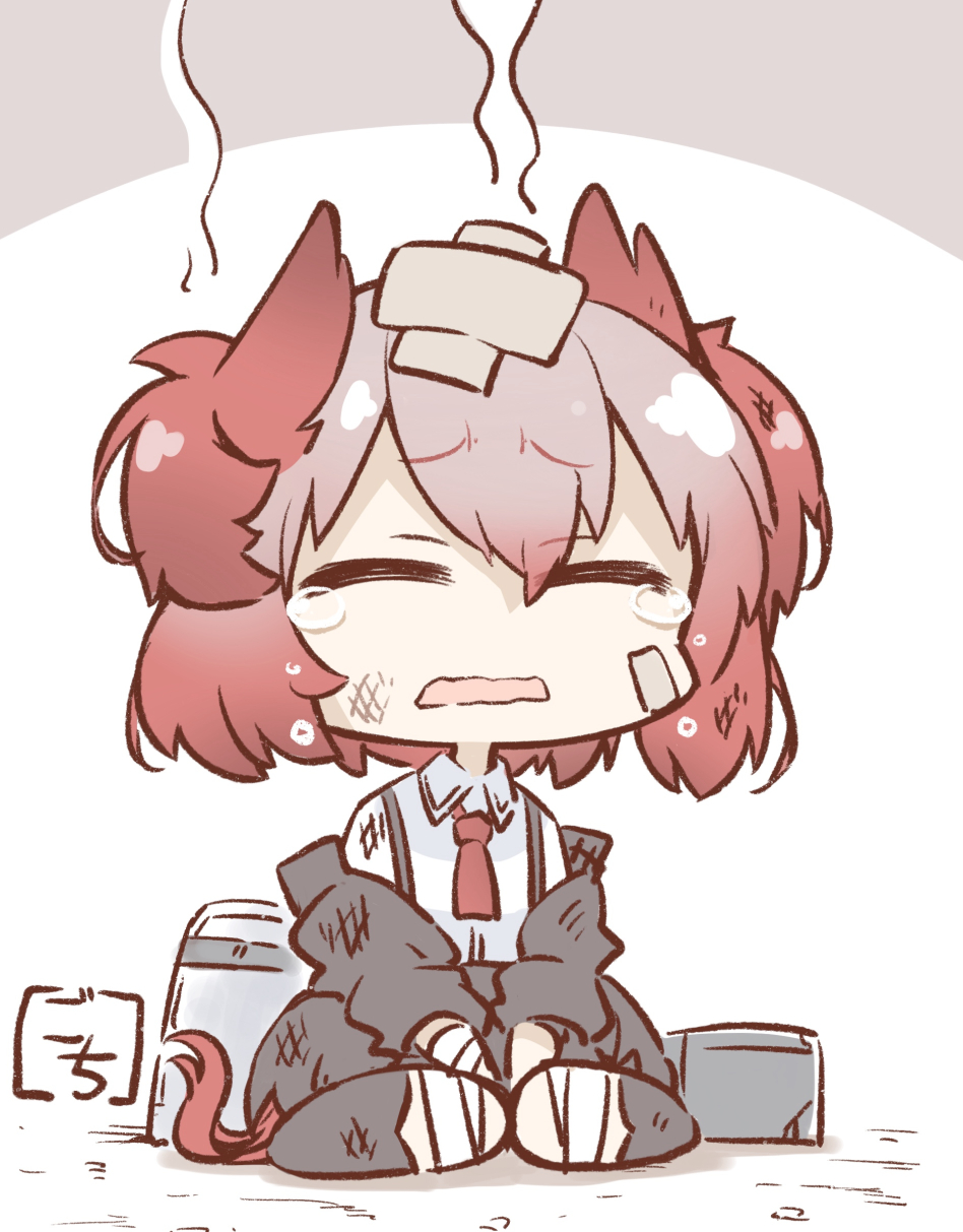 Safebooru - 1girl arknights bandaged arm bandaged leg bandages bangs between legs black jacket ...