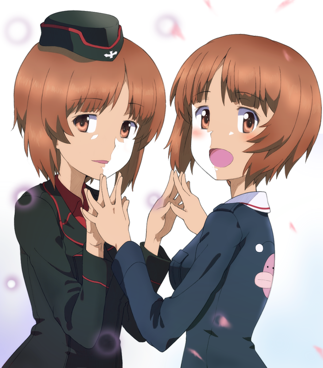 Safebooru - 2girls :d garrison cap girls und panzer hat highres ...