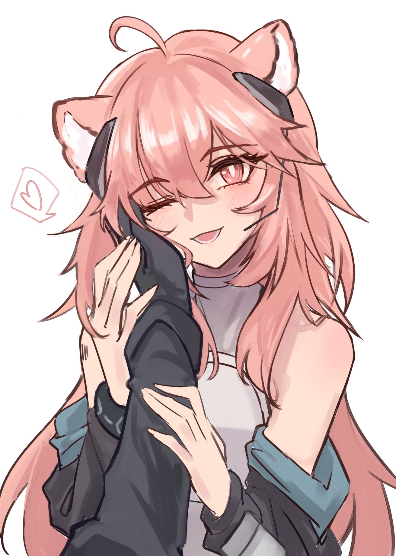 Safebooru - 1girl 1other ahoge animal ear fluff animal ears arknights armor bangs barcode ...