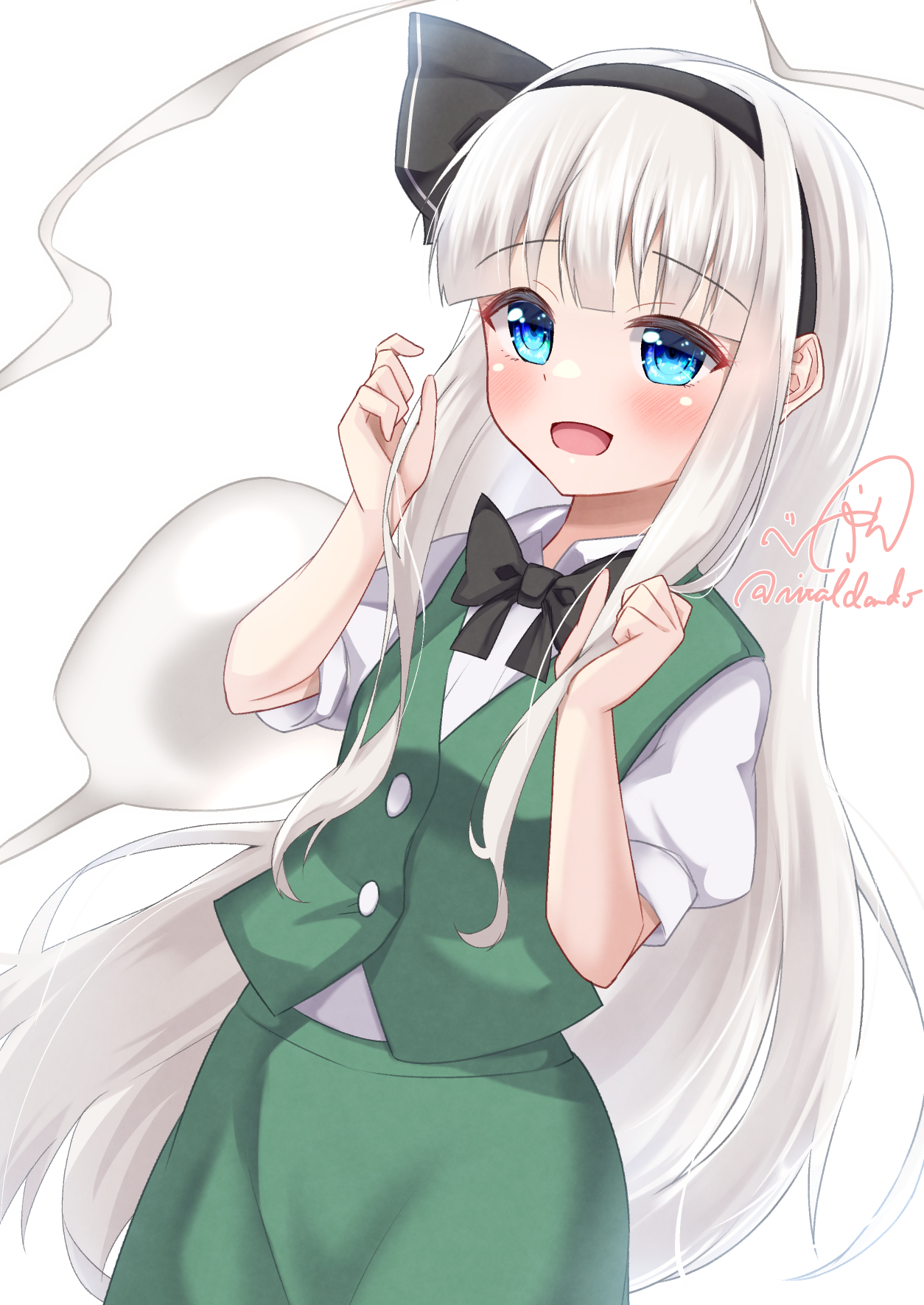 Safebooru - 1girl :d alternate hair length alternate hairstyle black bow black bowtie black ...