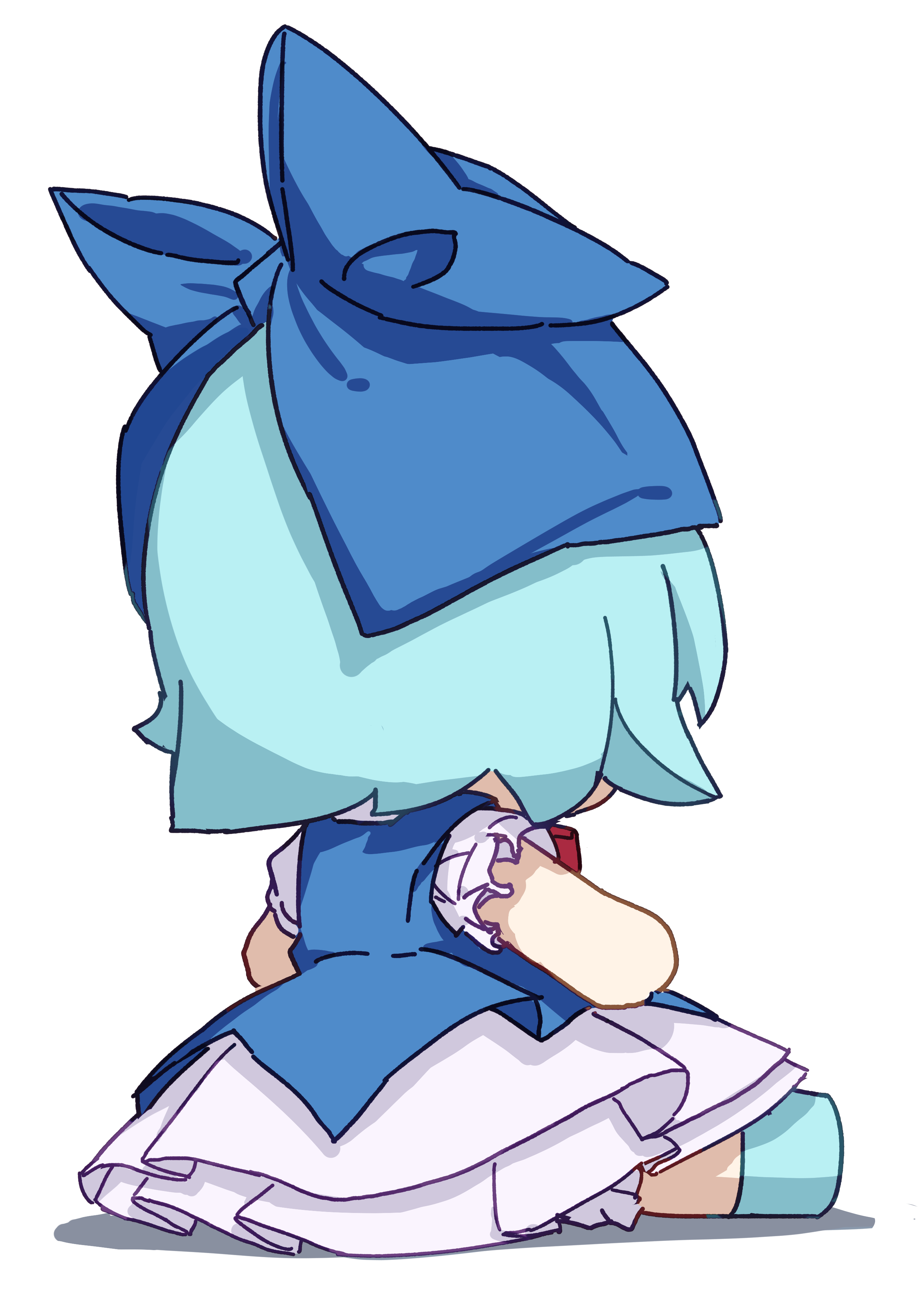 Safebooru - 1girl absurdres blue bow blue dress blue footwear blue hair bow cirno dress frilled ...