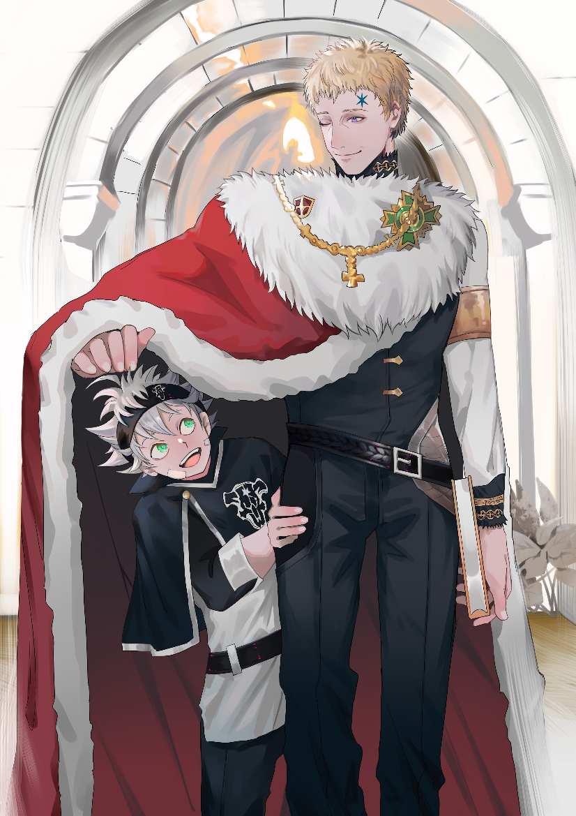 Safebooru - 2boys asta (black clover) black bull (emblem) black clover black headband blonde ...