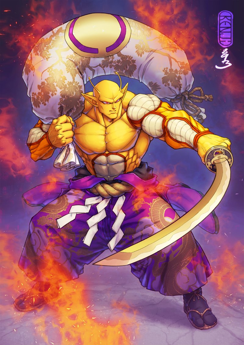 Safebooru - 1boy bag bald colored skin cutlass cutlass (sword) dragon ...