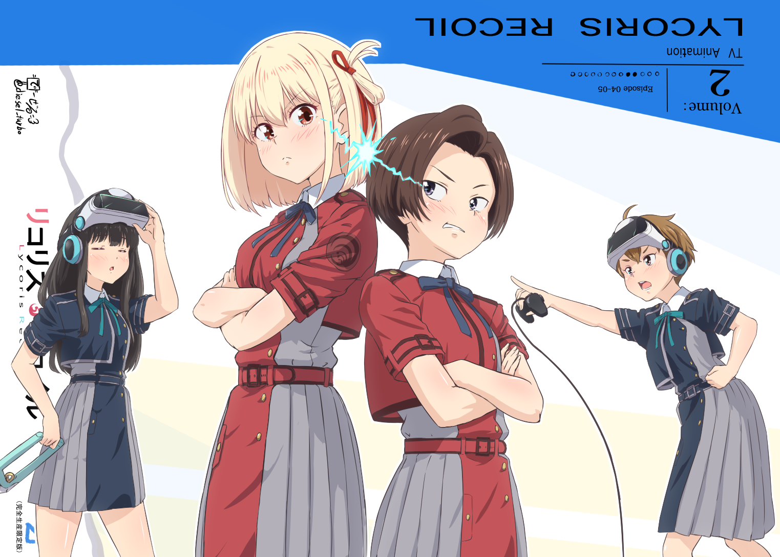 Safebooru - 4girls back-to-back bangs black hair blonde hair blue dress bob cut brown hair ...