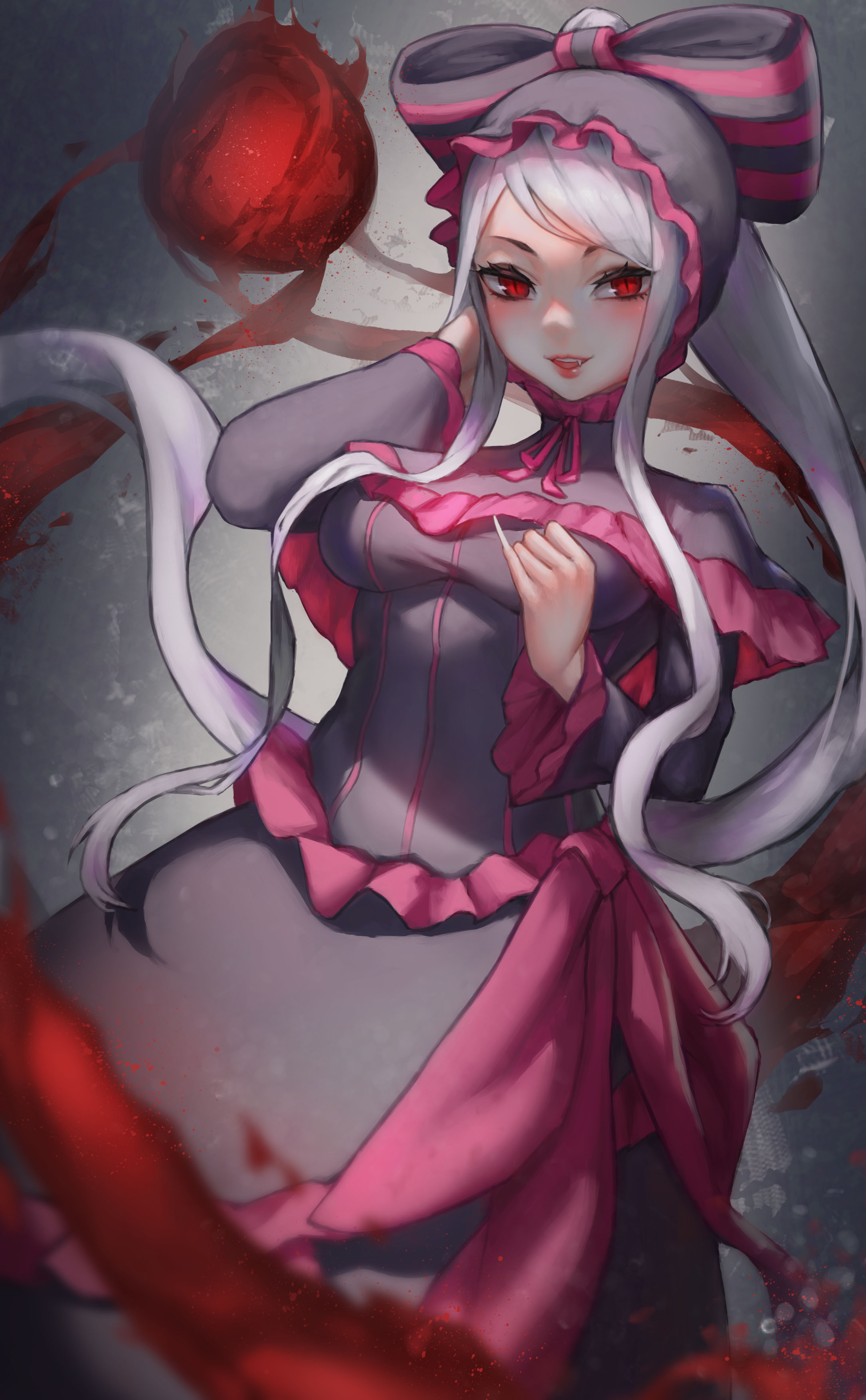 Safebooru - 1girl absurdres bangs black bow black dress blood blush bow breasts dress fang ...