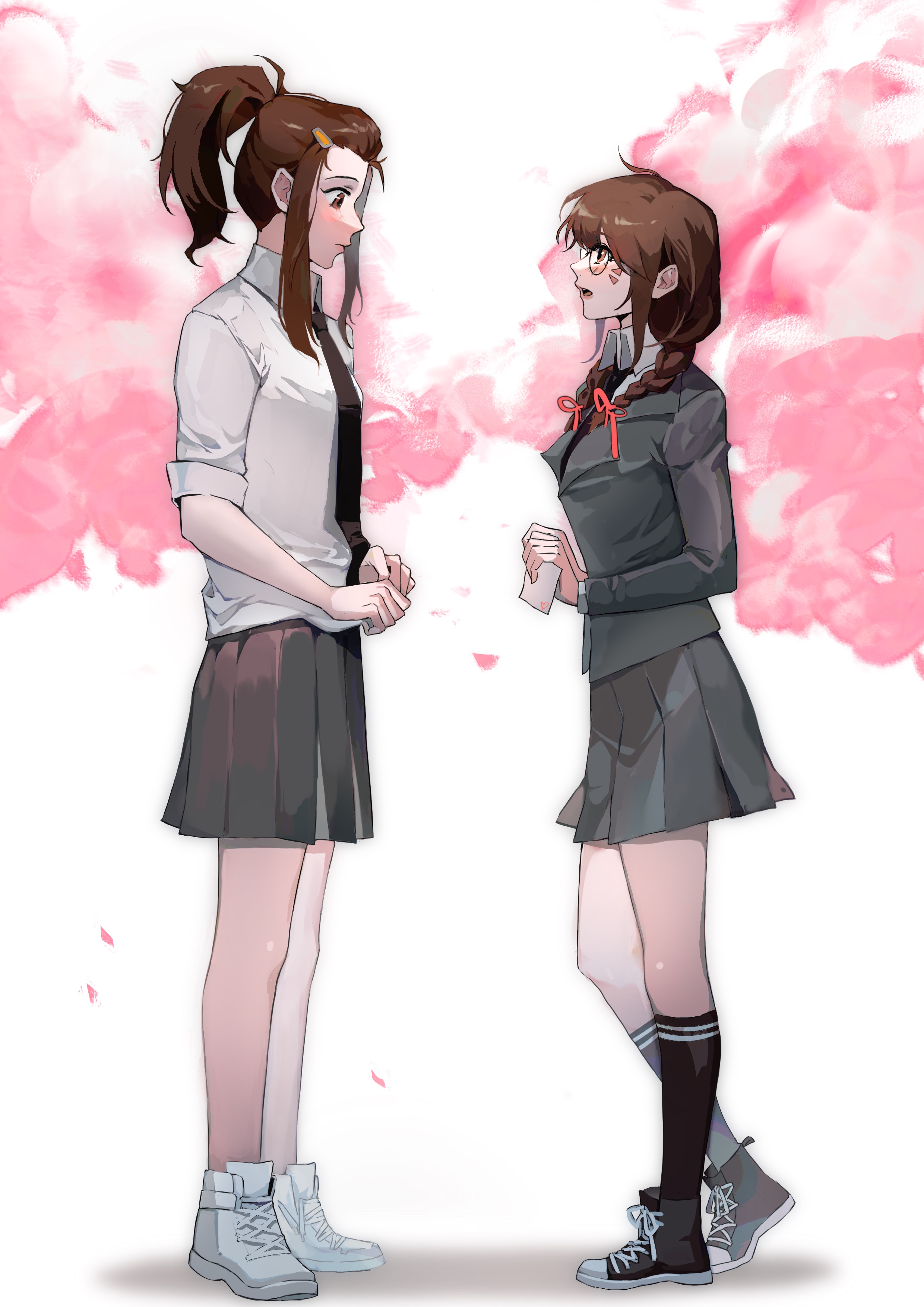 Safebooru - 2girls absurdres ahoge alternate costume bespectacled black footwear black necktie ...