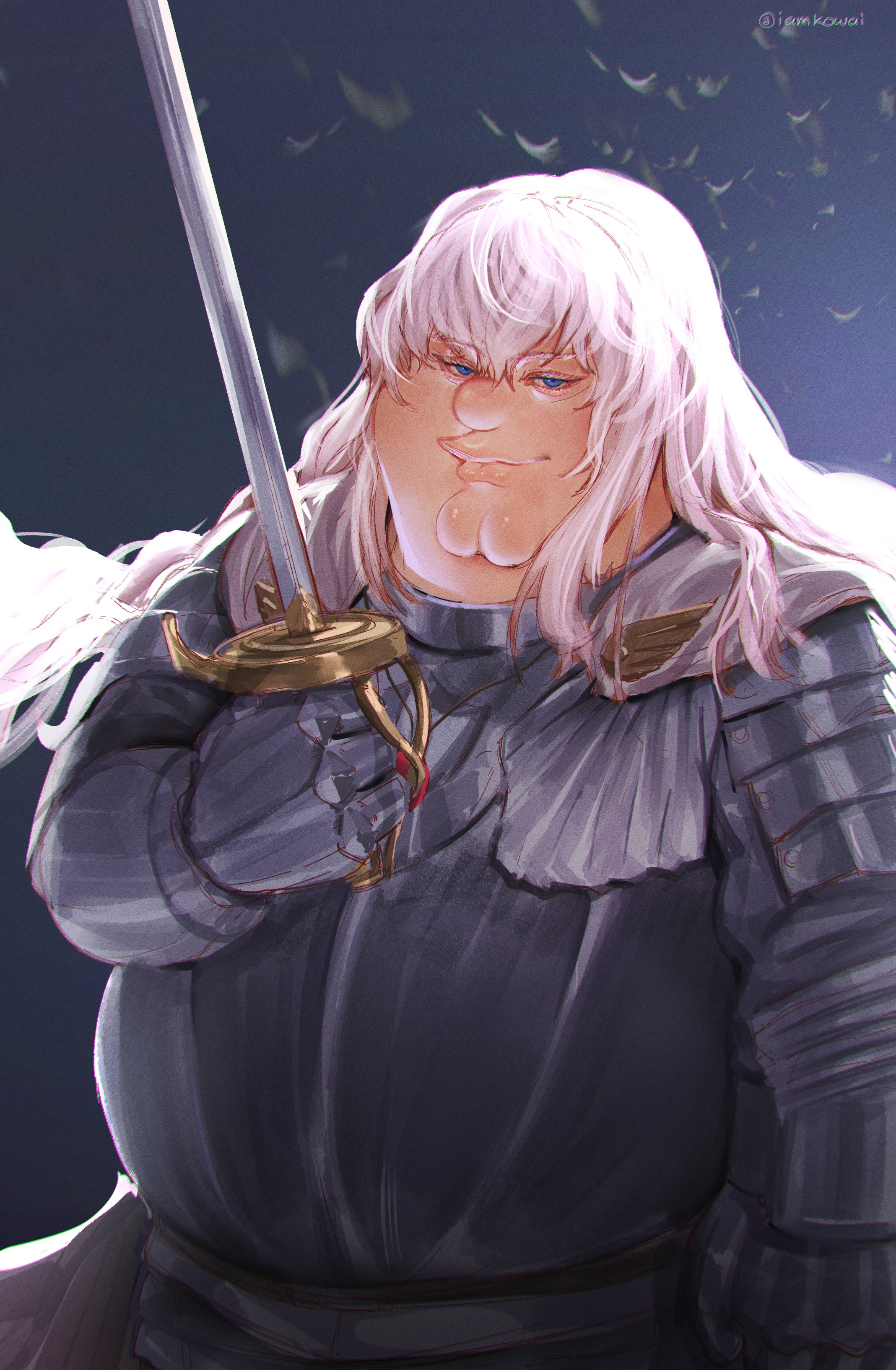 Safebooru - 1boy absurdres arm at side armor bangs berserk blue eyes ...
