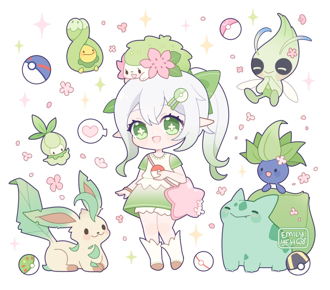 Safebooru - 1girl 6+others bag bright pupils budew bulbasaur celebi ...