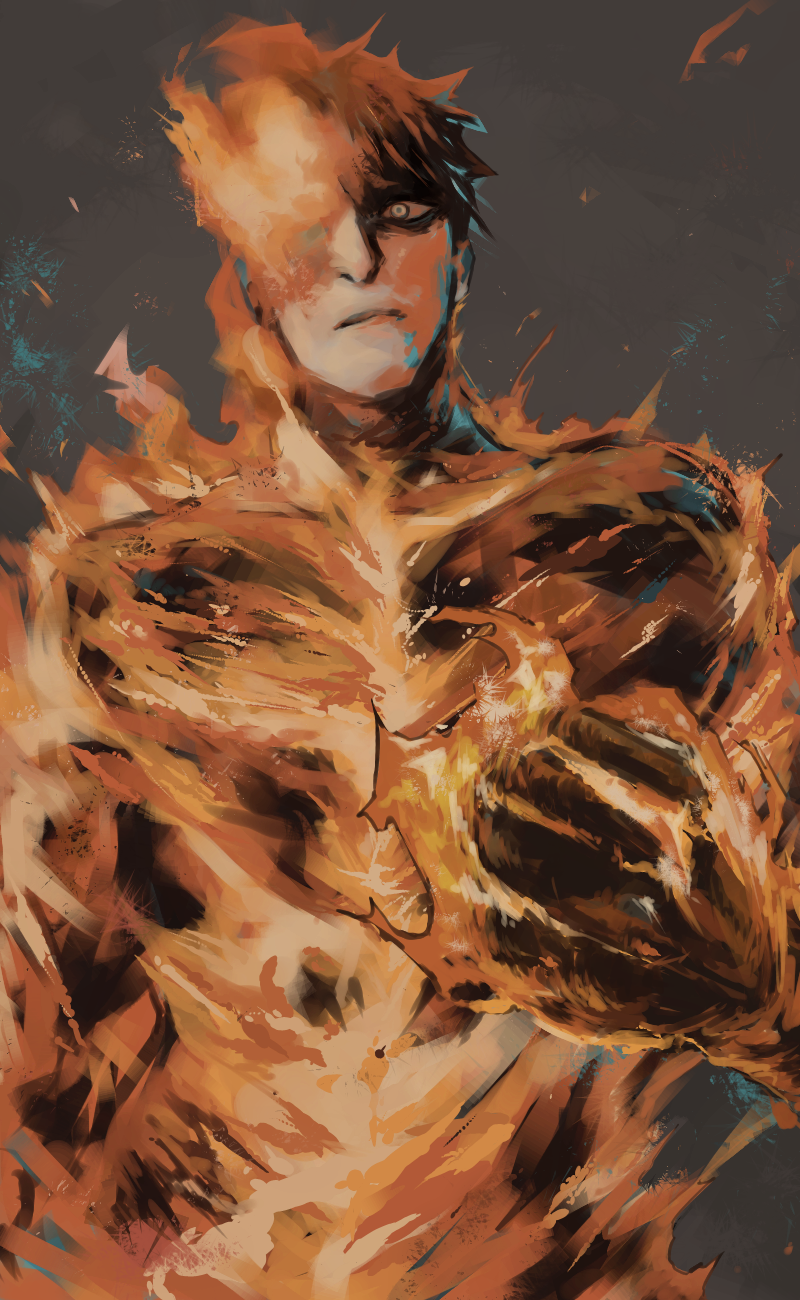Safebooru - 1boy agni (fire punch) black hair burning clenched hand ...