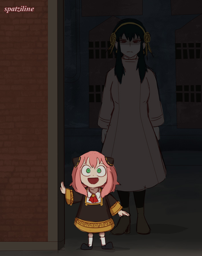 Safebooru - 2girls :d anya (spy x family) bangs black dress black ...