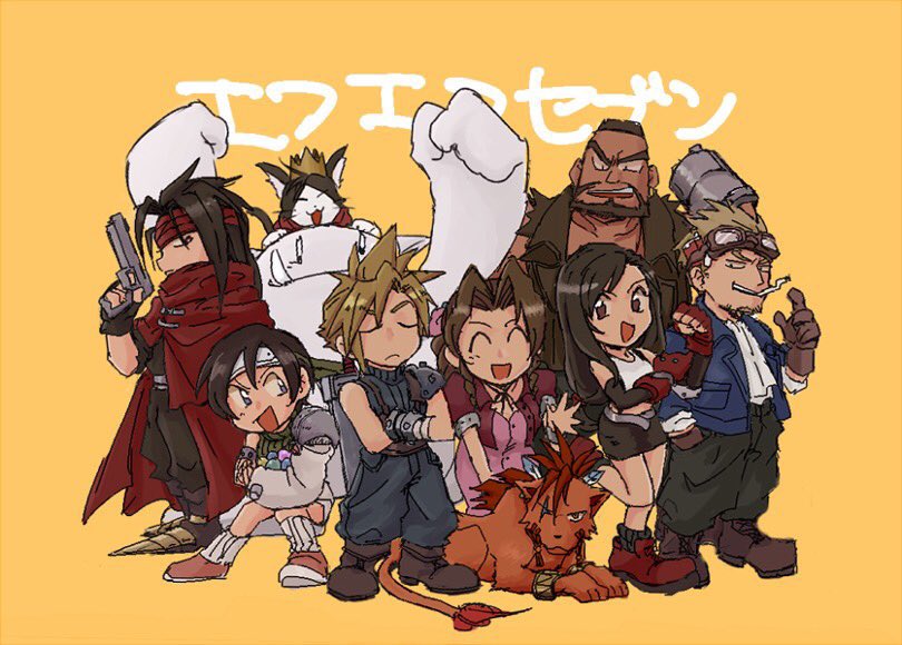 Safebooru - 3girls aerith gainsborough als8za animal armor ascot barret wallace beard black ...