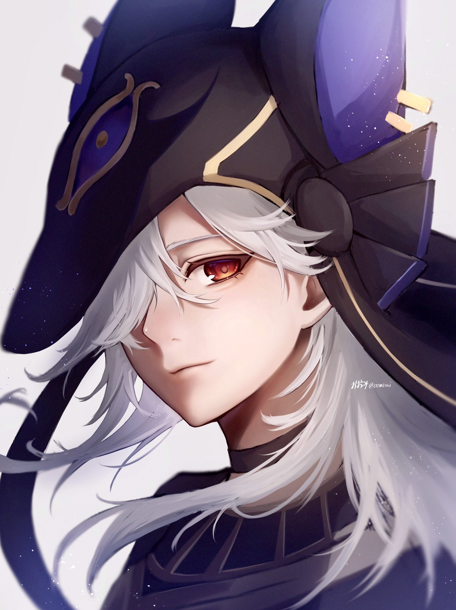 Safebooru - 1boy animal ears animal hat artist name bangs black ...