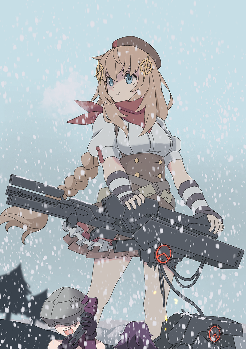 Safebooru - 3girls artillery beret blonde hair blue eyes braid brown ...