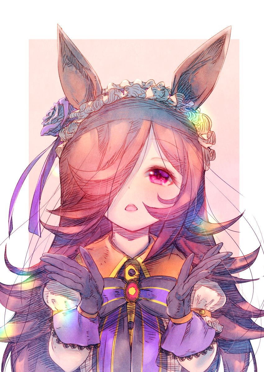 Safebooru - 1girl animal ears bangs black bow black bowtie black gloves blue flower blue rose ...