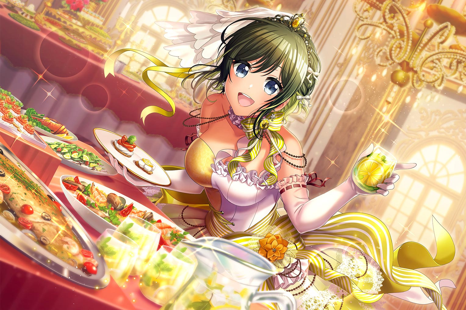 Safebooru - akashi maho black hair blue eyes blush d4dj dress short hair smile | 4190840