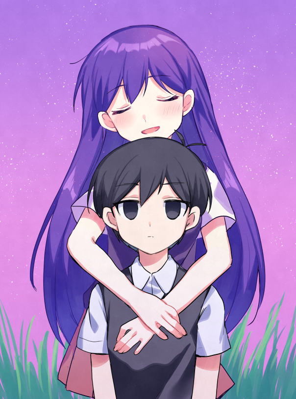 Safebooru - 1boy 1girl 2girls bangs black hair black sweater vest brown ...