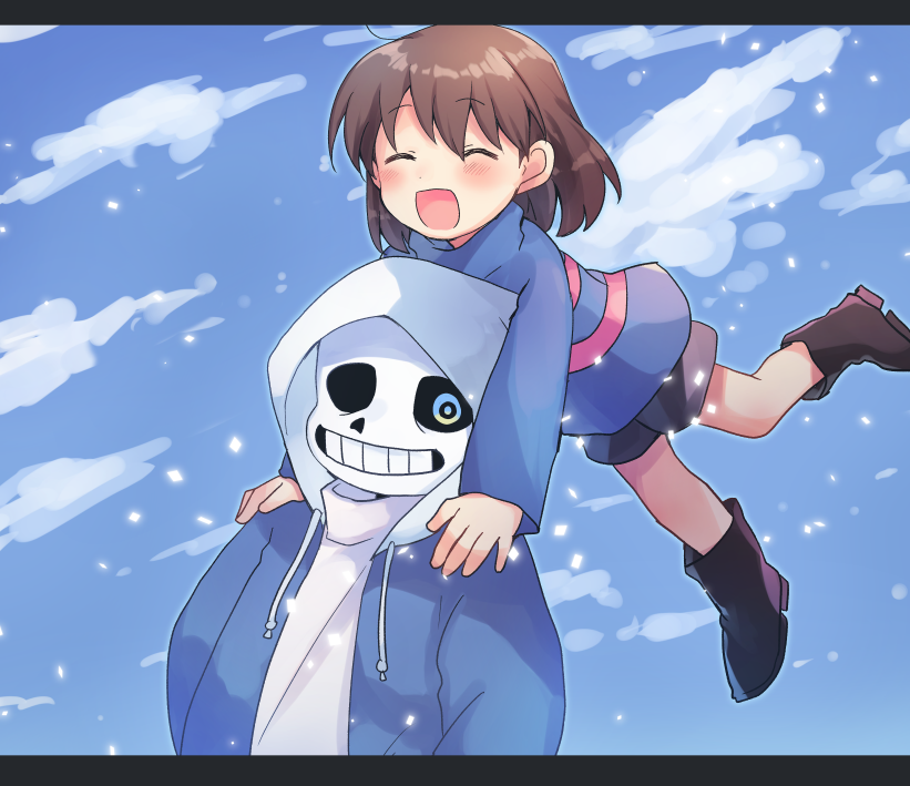 Safebooru - 1boy 1girl bangs black footwear black shorts blue hoodie ...