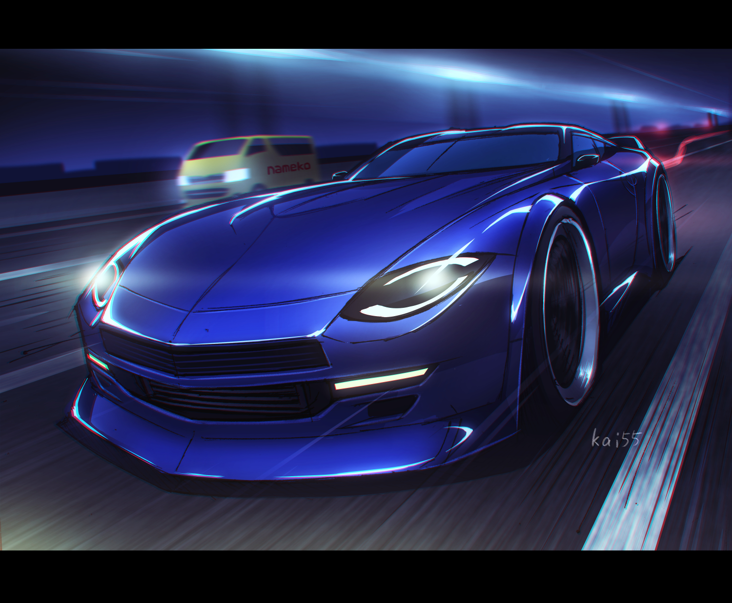 Safebooru - car devil z glowing ground vehicle headlight helmet highres ...