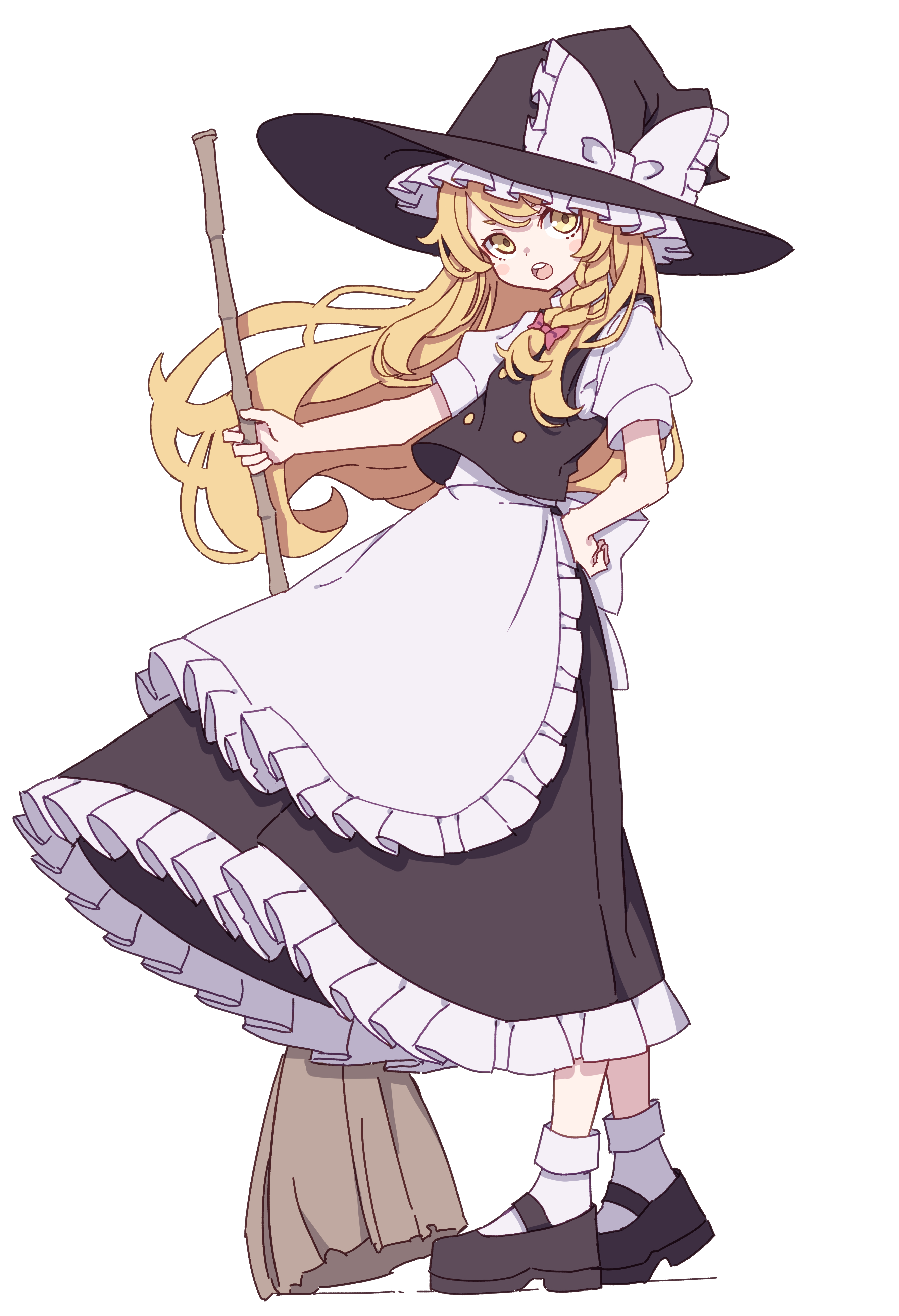 Safebooru - 1girl absurdres apron black footwear black headwear black skirt black vest blonde ...