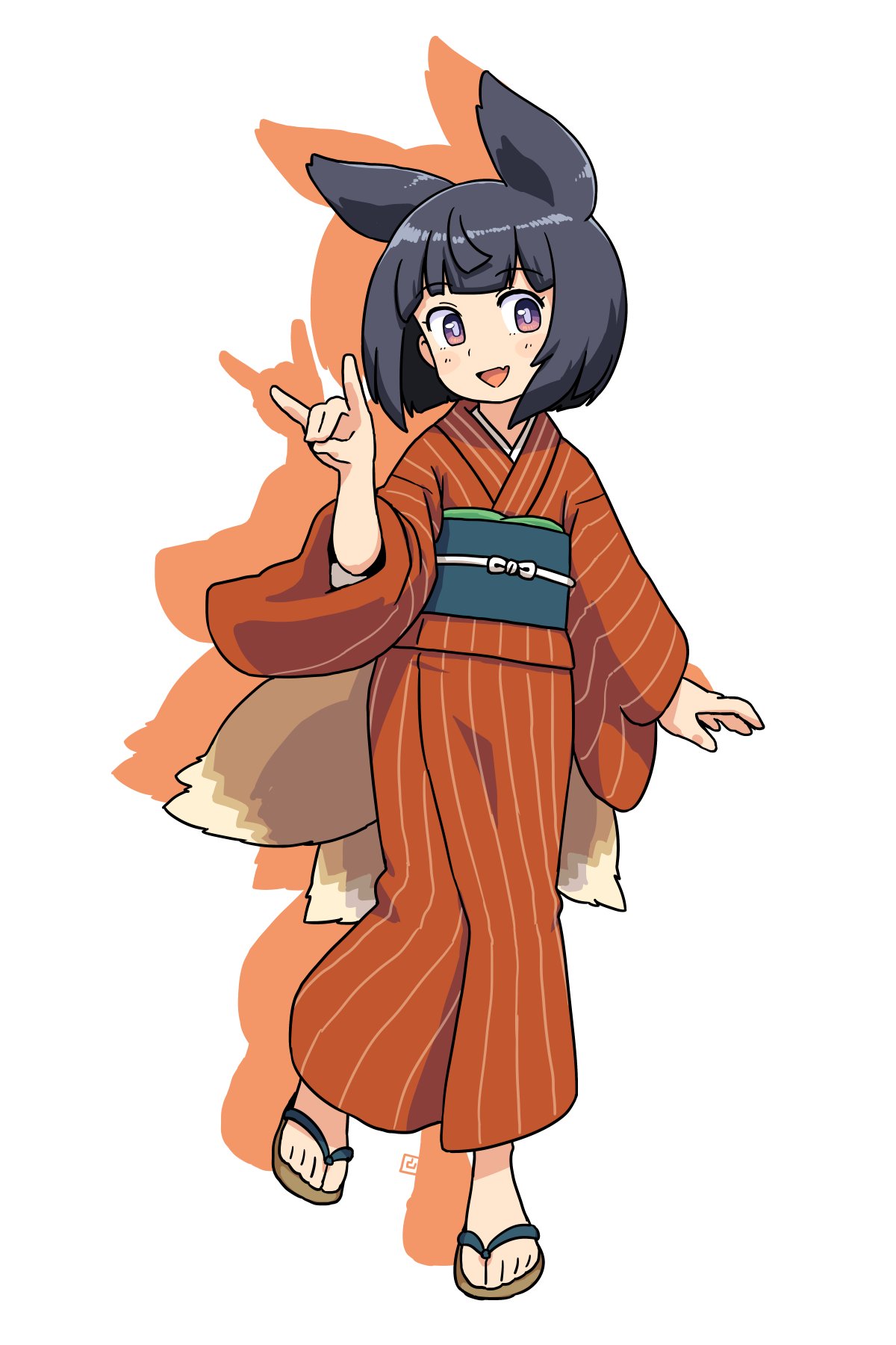 Safebooru - 1girl :d animal ears bangs black hair blush borrowed character brown footwear brown ...