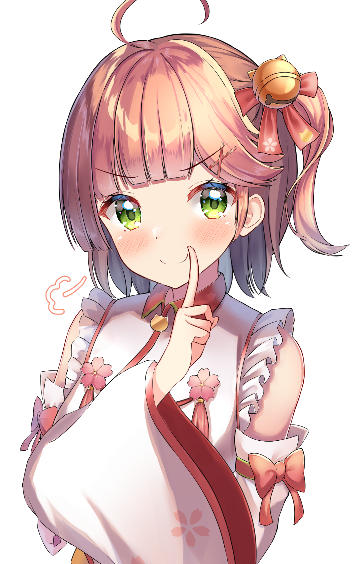 Safebooru - 1girl ahoge alternate hair length alternate hairstyle bangs bare shoulders bell ...