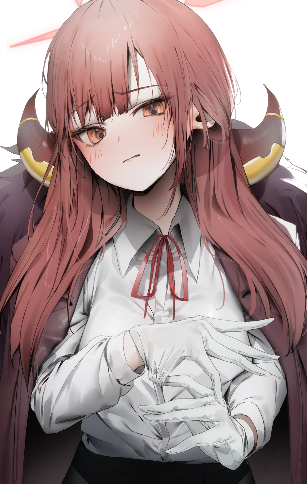 Safebooru - 1girl aru (blue archive) blue archive blush brown eyes brown hair brown jacket ...