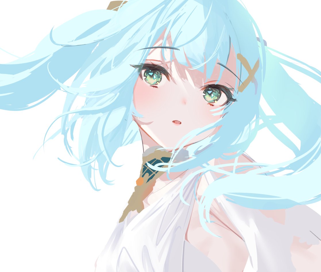 Safebooru - 1girl aqua eyes bangs blue hair commentary dress faruzan (genshin impact) genshin ...