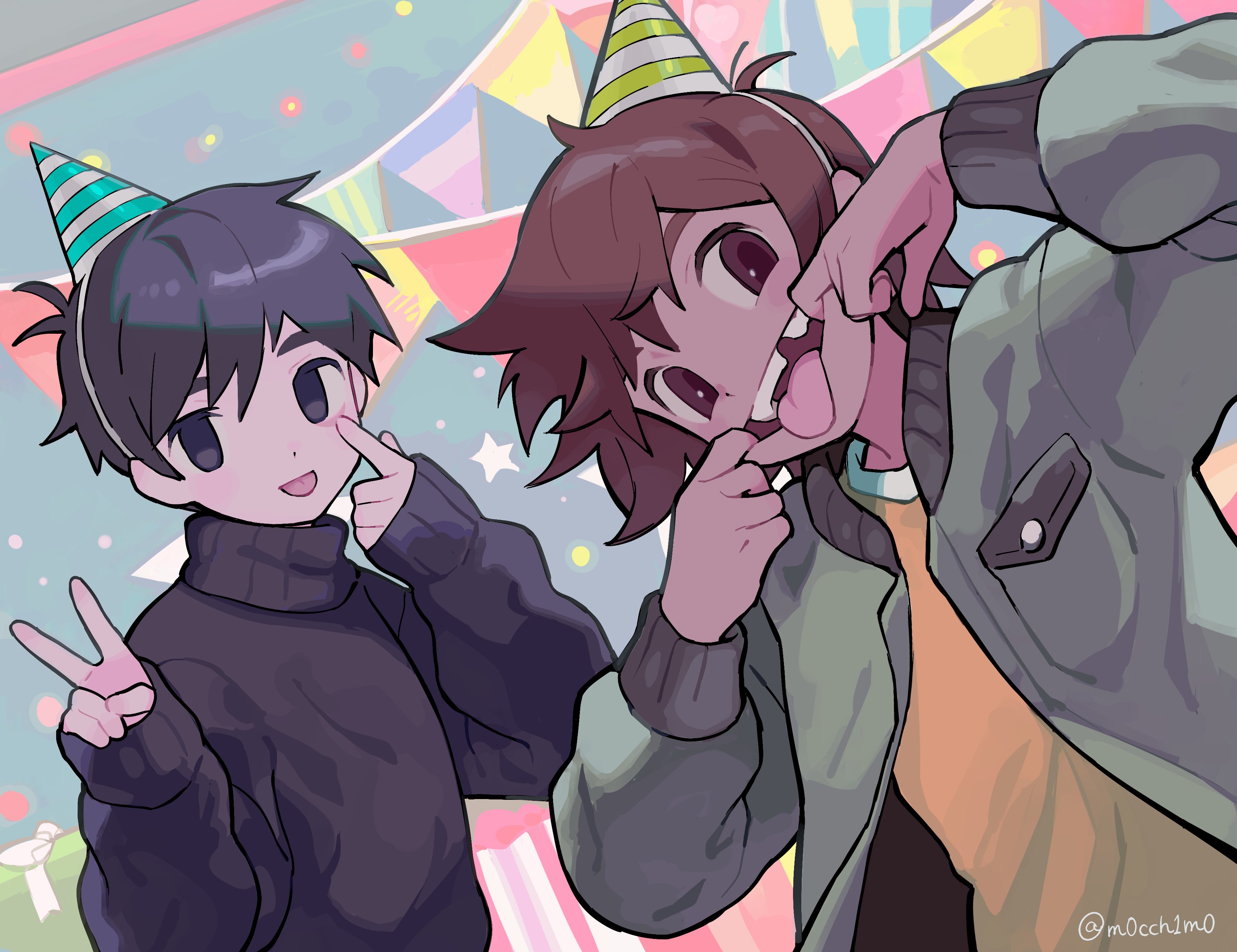 Safebooru - 2boys absurdres alternate costume black eyes black hair ...