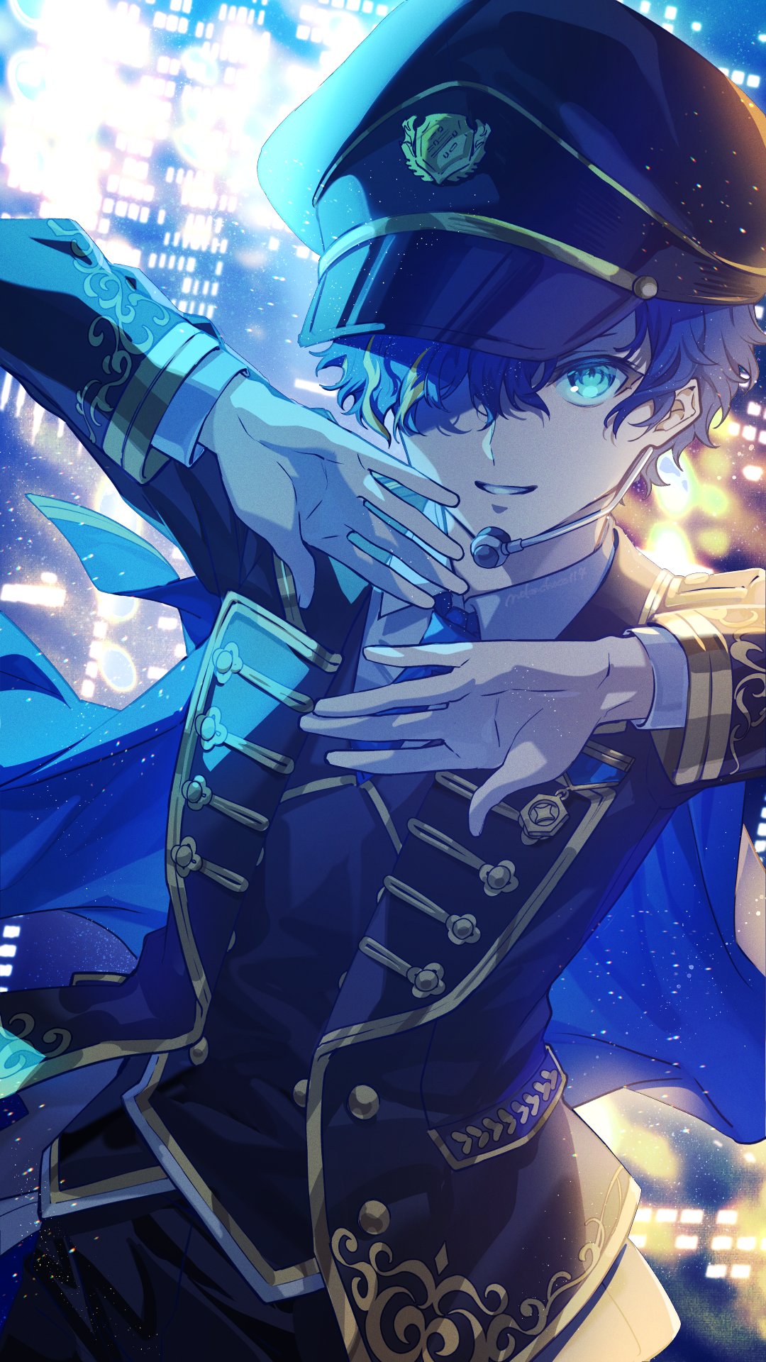 Safebooru - 1boy aqua eyes astel leda black headwear black jacket black pants black vest blonde ...