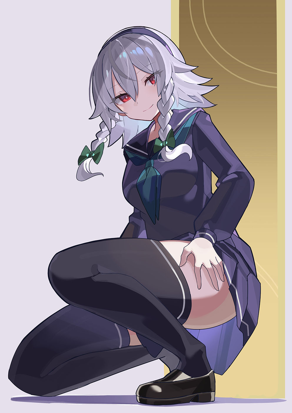 Safebooru - 1girl alternate costume black footwear black hairband black sailor collar black ...