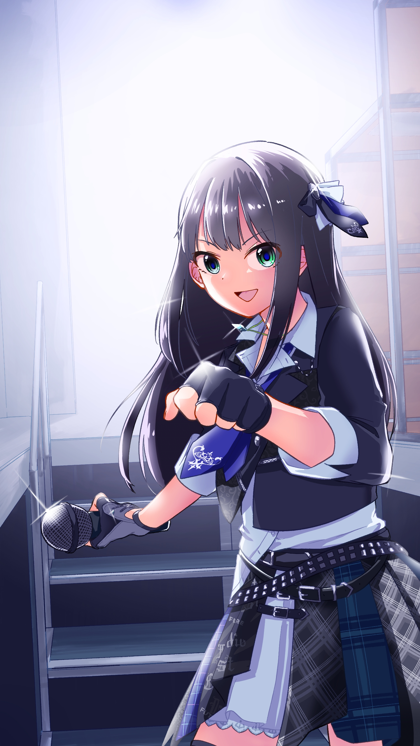Safebooru - 1003 (ralto 0014) 1girl :d absurdres bangs belt black belt black gloves black hair ...