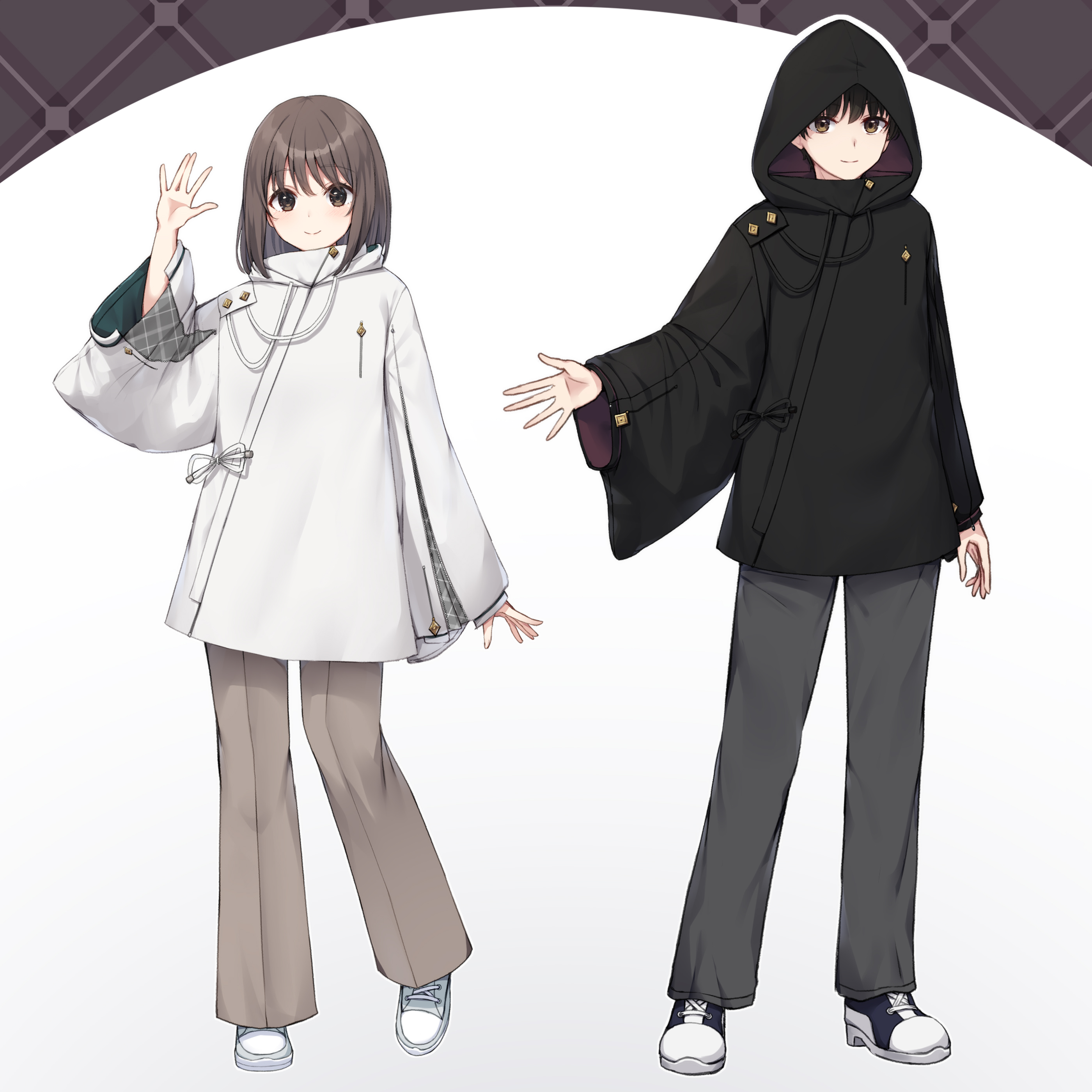 Safebooru - 1boy 1girl absurdres black footwear black hair black jacket brown eyes brown hair ...