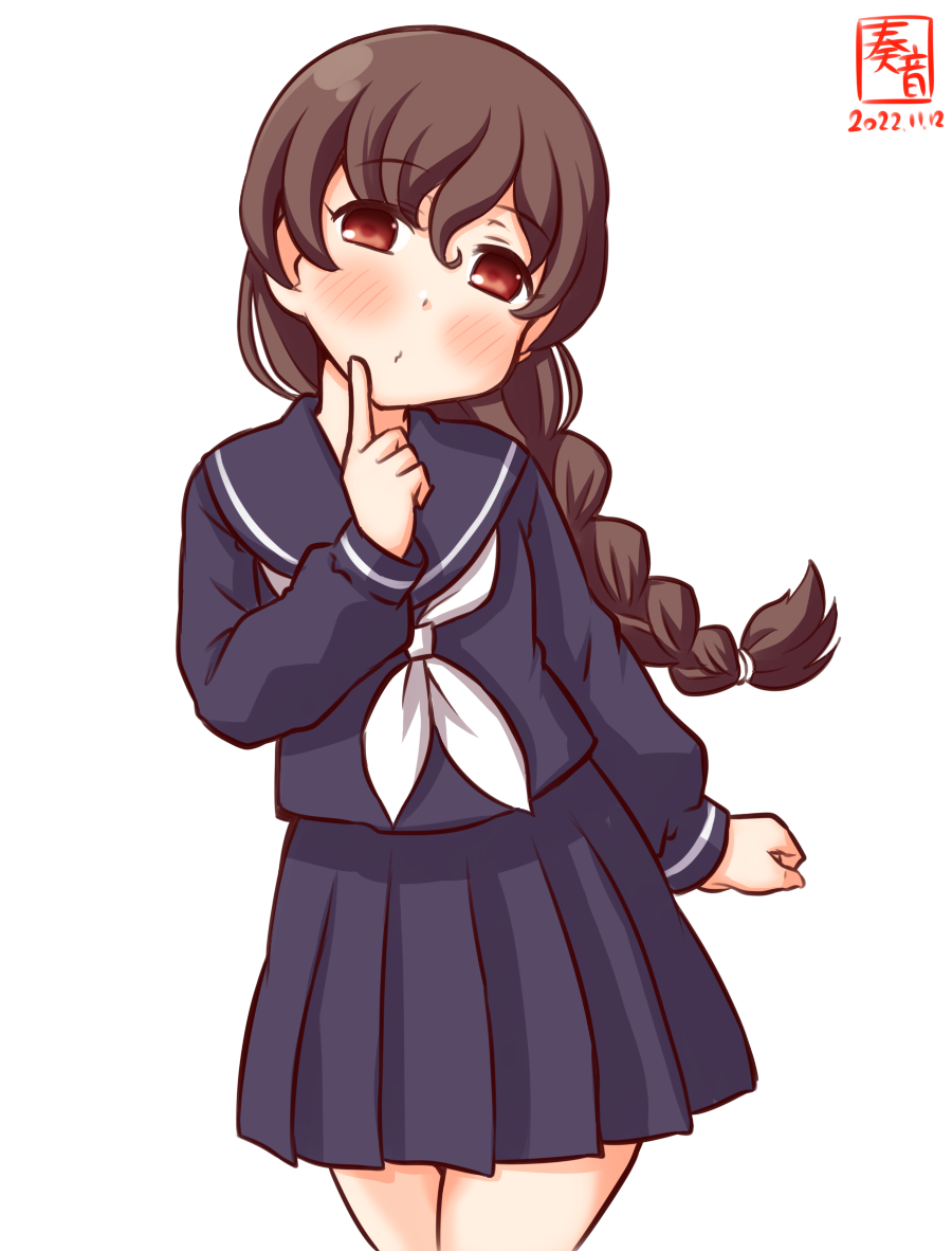 Safebooru - 1girl alternate costume black sailor collar black serafuku black shirt black skirt ...