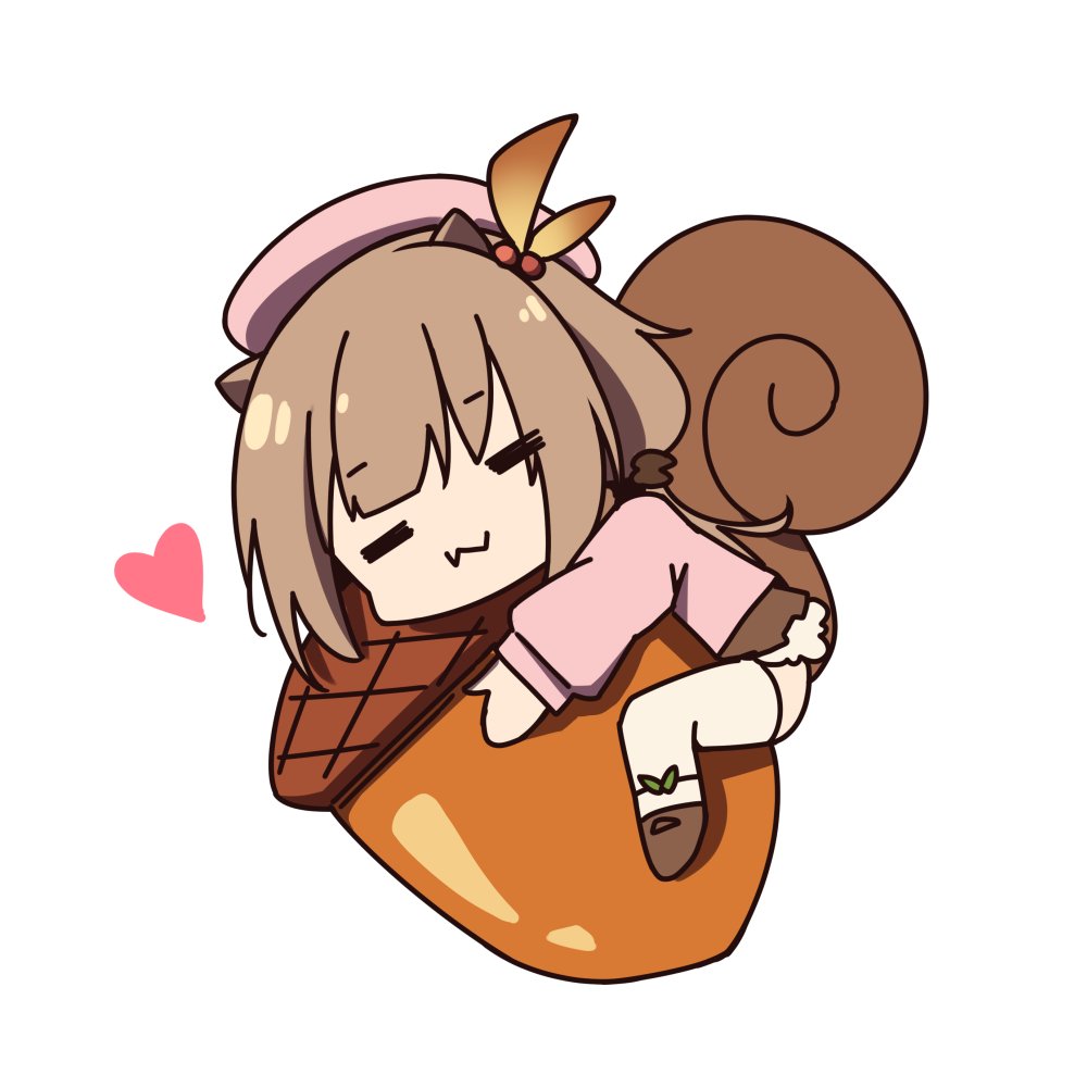 Safebooru - 1girl acorn animal ears ayunda risu beret brown footwear brown hair brown skirt ...