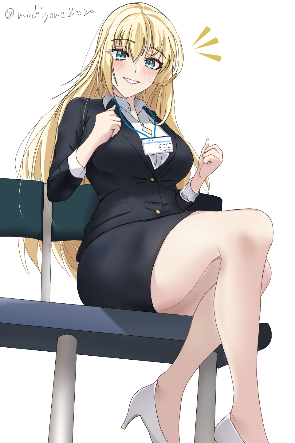 Safebooru - 1girl alternate costume bismarck (kancolle) black jacket black skirt blonde hair ...