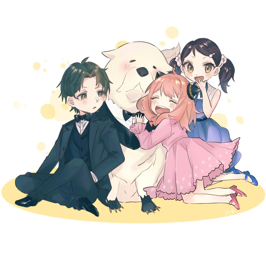 Safebooru - 1boy 2girls anya (spy x family) bangs becky blackbell black hair bond (spy x family ...