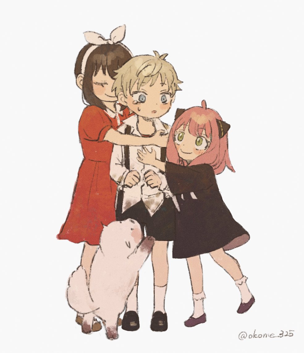 Safebooru - 1boy 2girls aged down anya (spy x family) bangs blue eyes bond (spy x family) closed ...