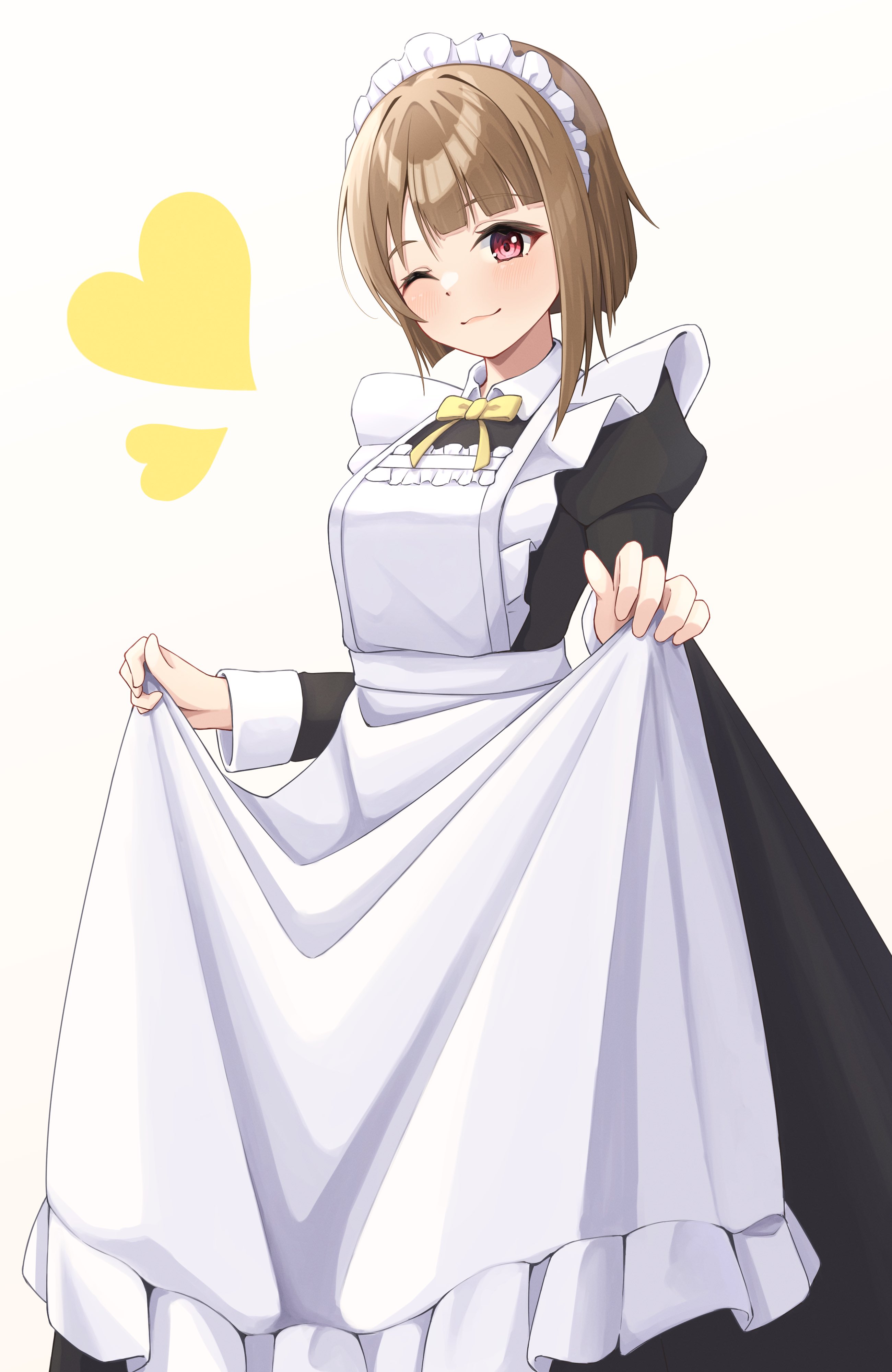 Safebooru - 1girl absurdres alternate costume apron bangs black dress blunt bangs blush bob cut ...