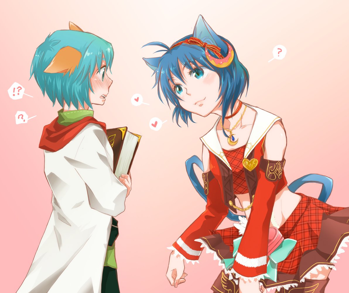 Safebooru - 19670615t 1boy 1girl animal ears blue eyes blue hair blush ...