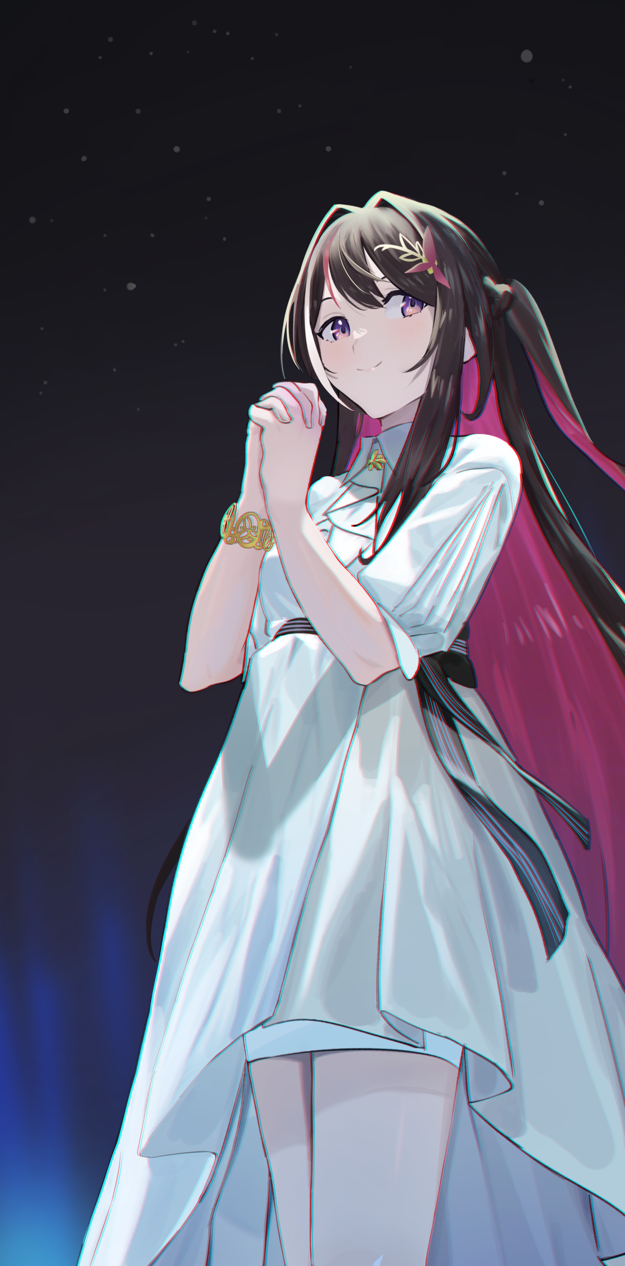 Safebooru - 1girl absurdres azki (hololive) black hair bracelet colored inner hair dress hair ...