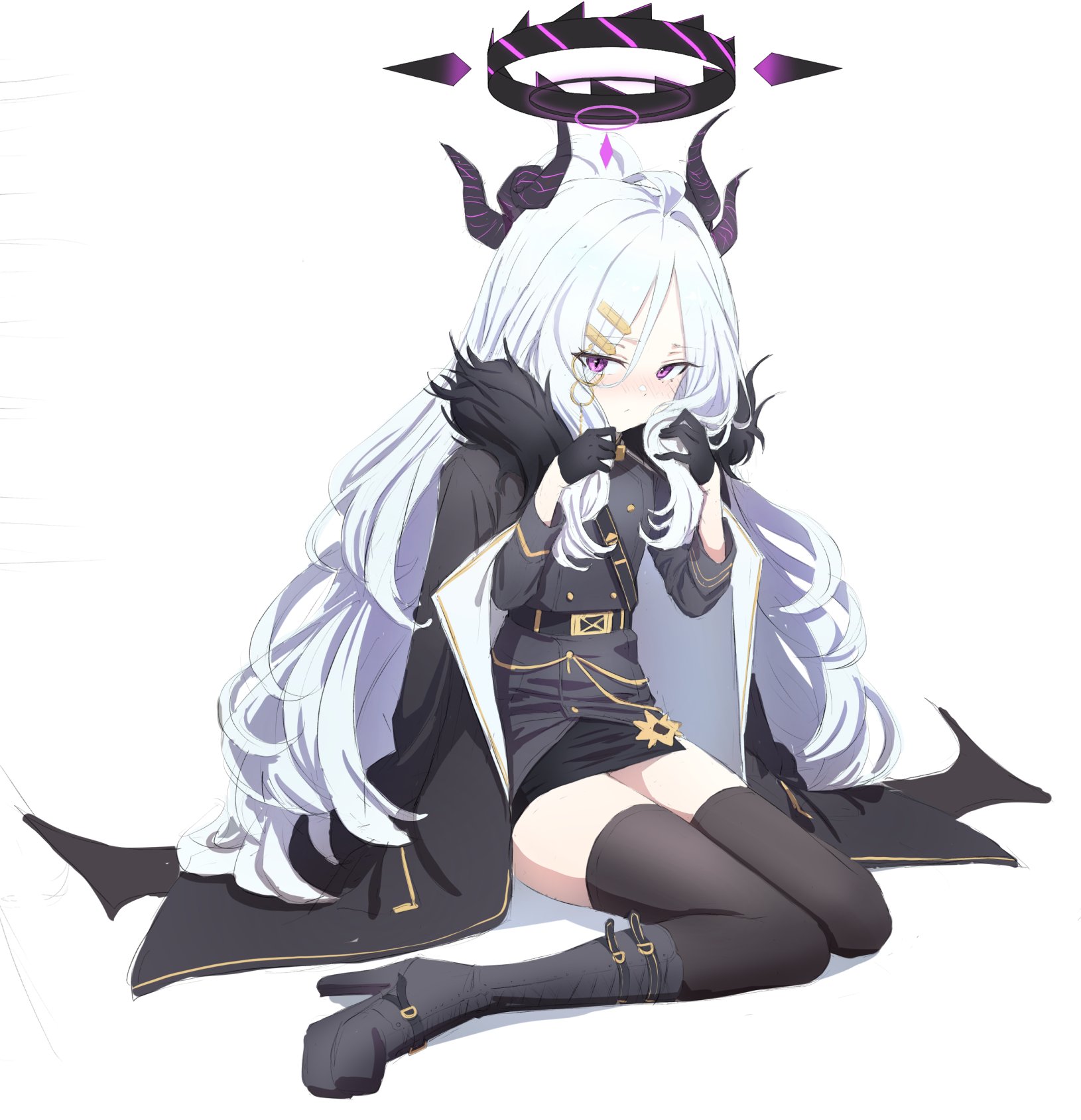 Safebooru - ahoge armband bangs belt boots black skirt blue archive boots buttons chirang coat ...