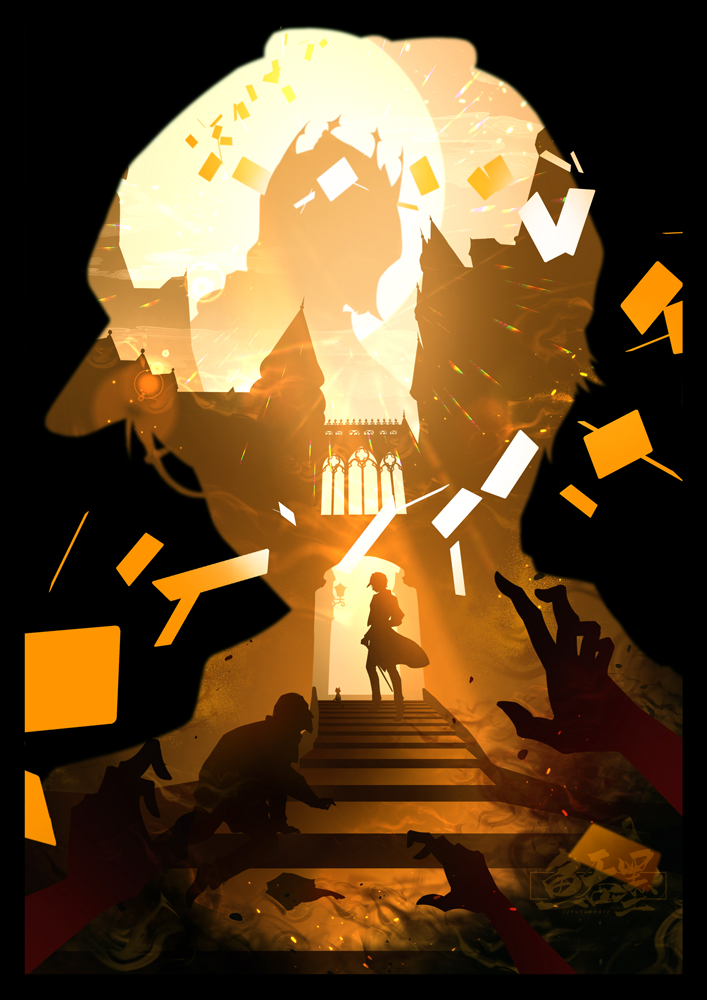 Safebooru - 2boys 4others building cane card castle chinese commentary ...